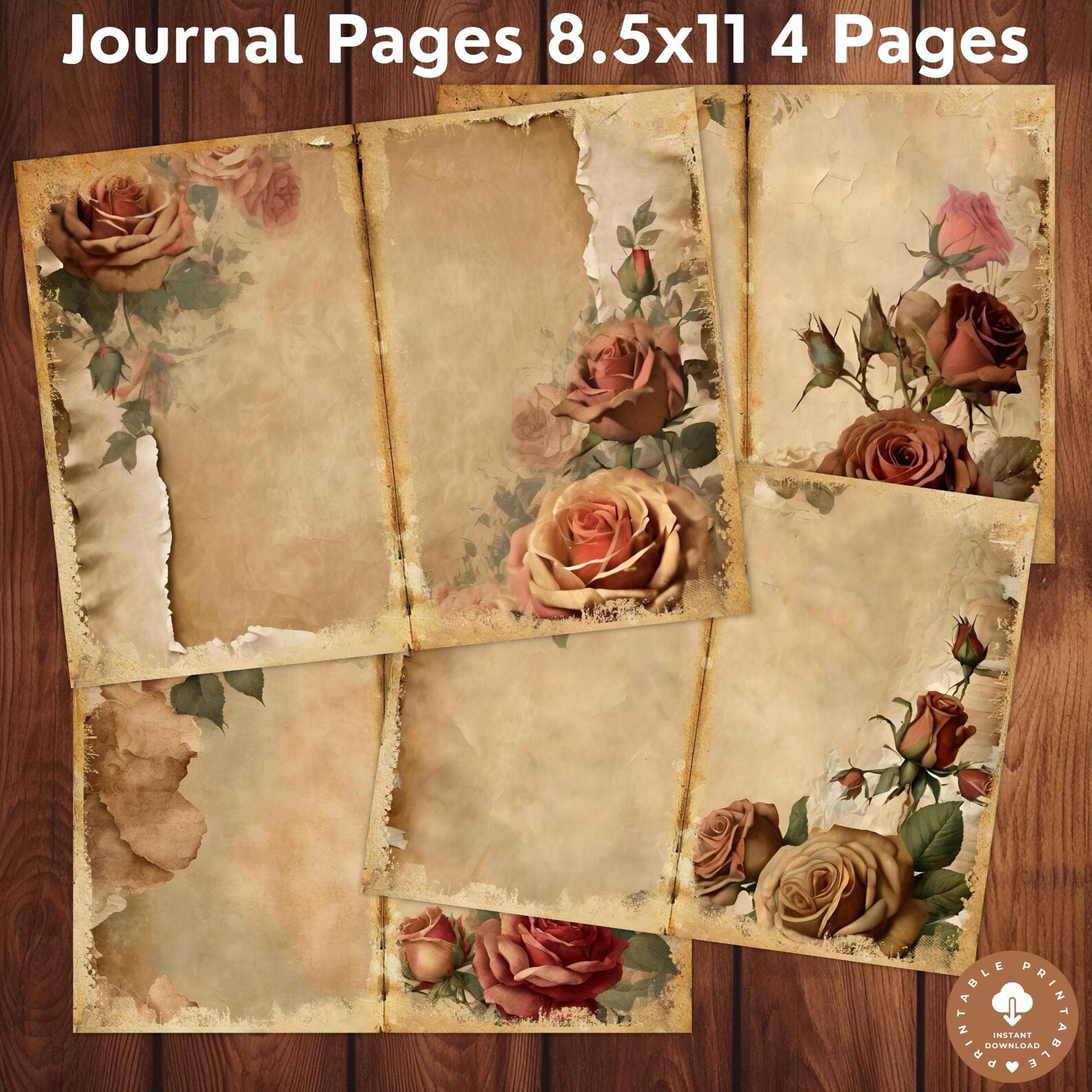 Rose Junk Journal Printable Pages, Vintage Roses Junk Journal Pages ...