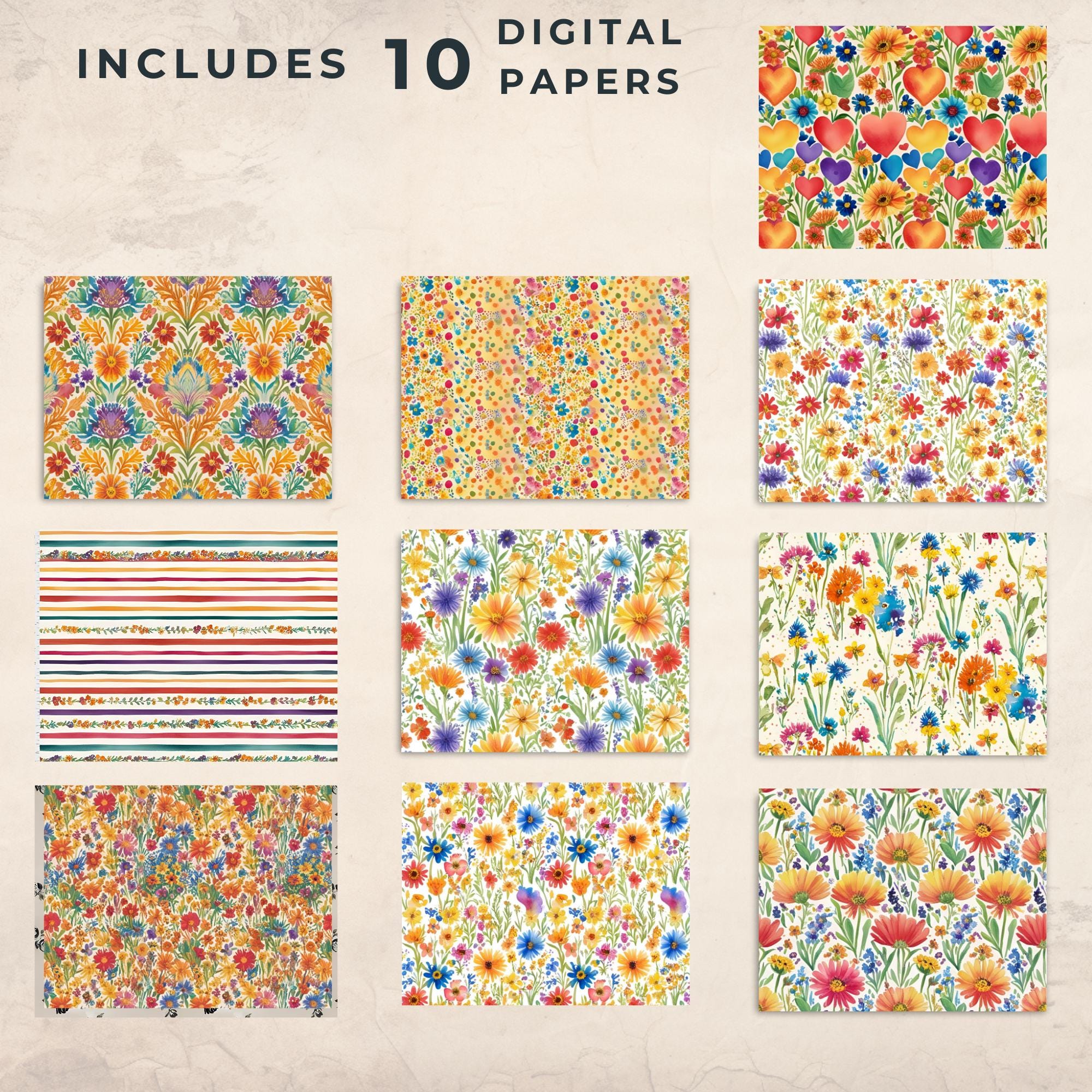 Hippy Scrapbook Paper Pack, Retro Hippie Craft Paper, Vintage Bohemian ...