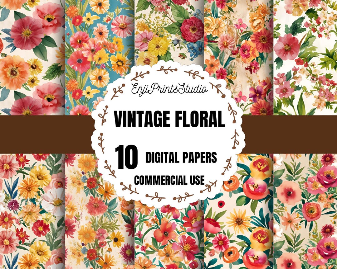 Soft Floral Printable Paper, Old Fashioned Flower Paper, Floral ...