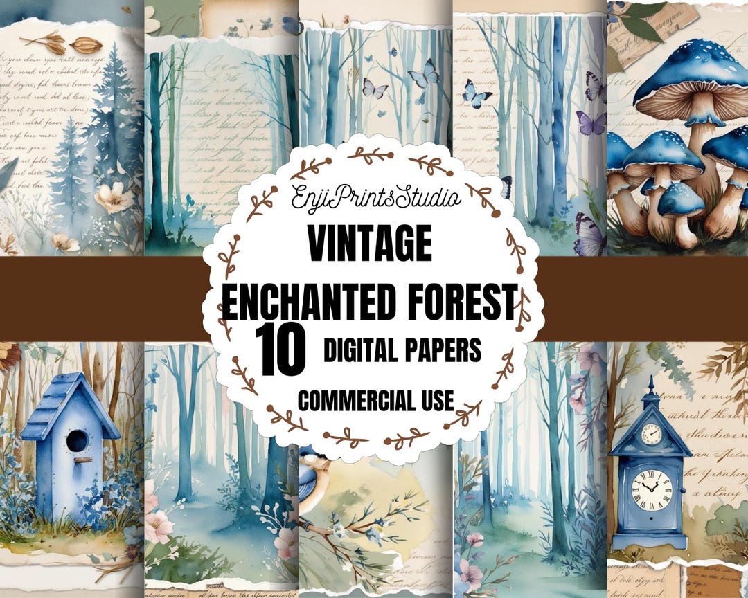 Enchanted Forest Digital Paper, Fantasy Forest Backgrounds, Magical ...