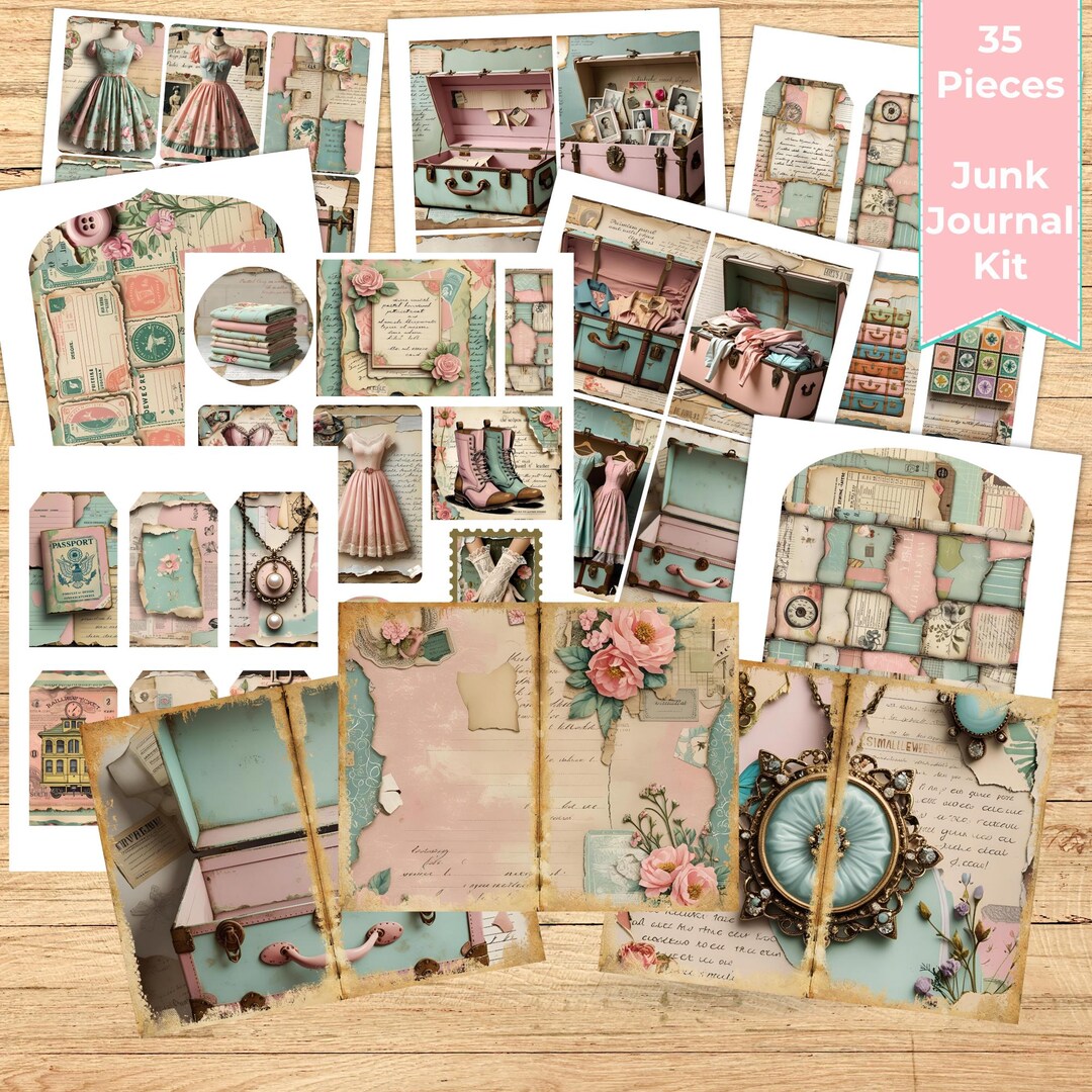 Antique Trunk Junk Journal Kit, Vintage Trunk Ephemera Printable, Old ...