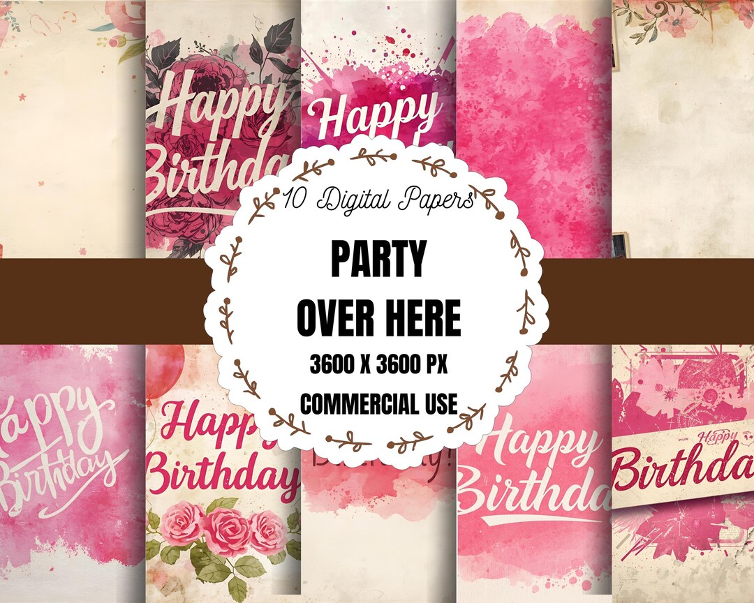 Fun Party Digital Paper, Birthday Theme Background Pack, Birthday ...