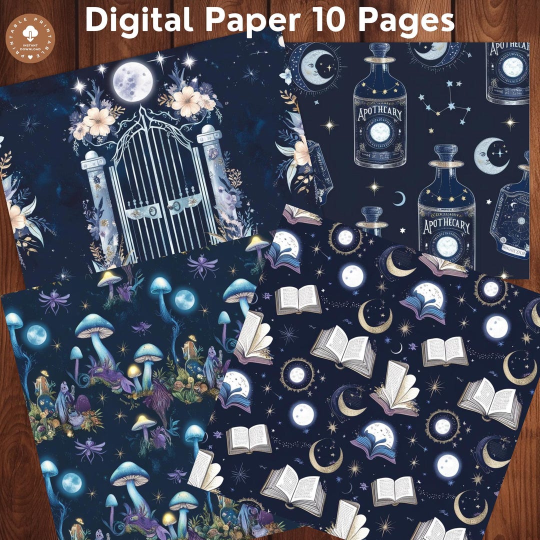 Enchanted Forest Digital Paper, Forest-themed Scrapbook Paper, Magical ...