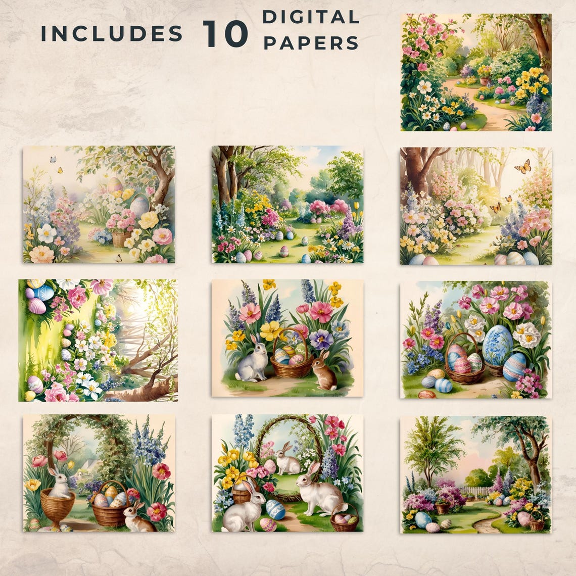 Easter Digital Paper Pack, Printable Easter Backgrounds, Pastel Easter ...