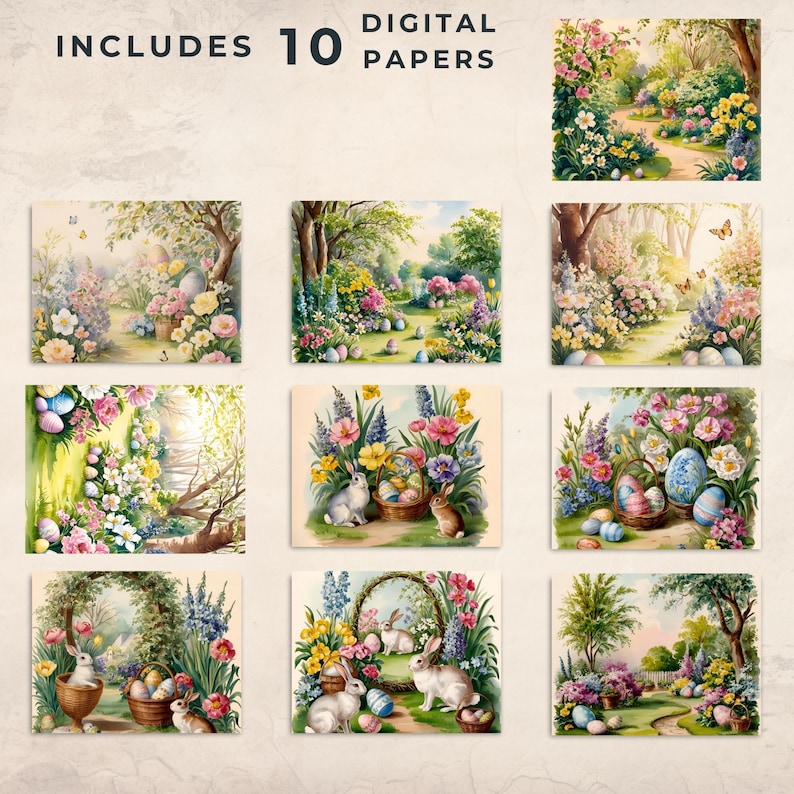 Easter Digital Paper Pack, Printable Easter Backgrounds, Pastel Easter ...