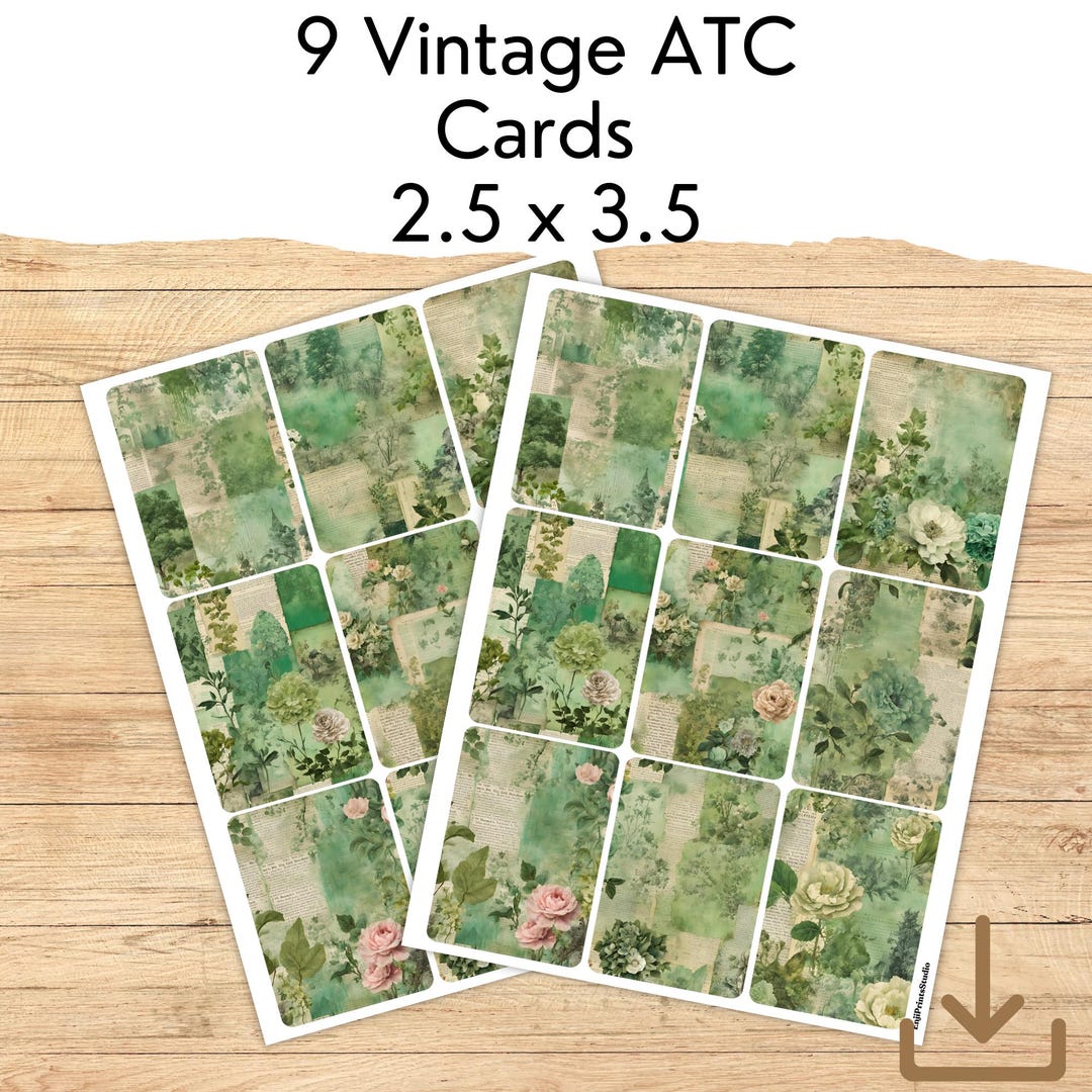 Digital Nature Cards, Botanical ATC Cards, Digital Atc Set, Digital ...