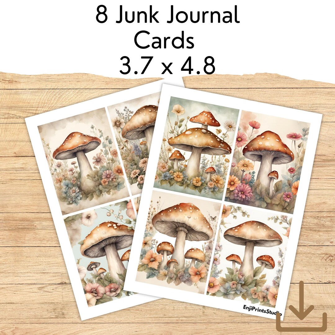 Mushroom Journal Cards, Printable Mushroom Cards, Mushroom Scrapbook ...