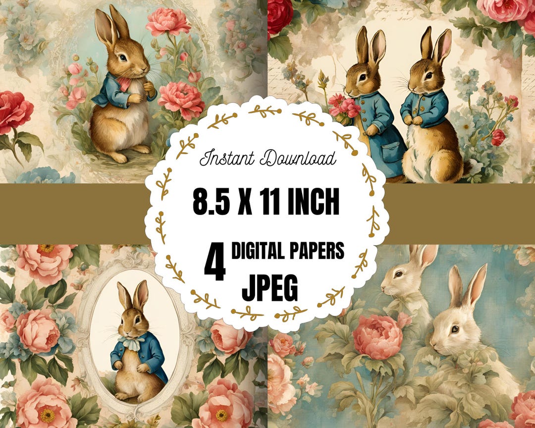 Peter Rabbit Paper Pack, Beatrix Potter, Digital Paper, Printable Paper ...
