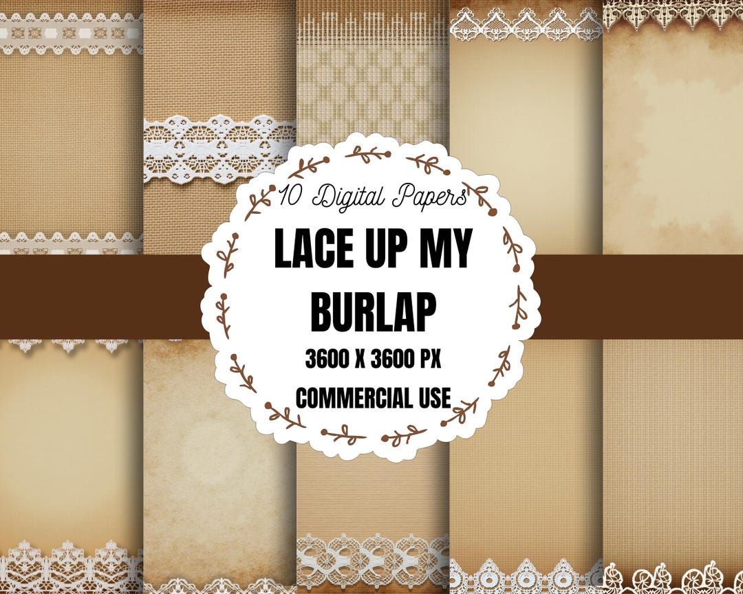 Lace and Burlap Digital Paper, Lace and Burlap Digital Paper Pack ...