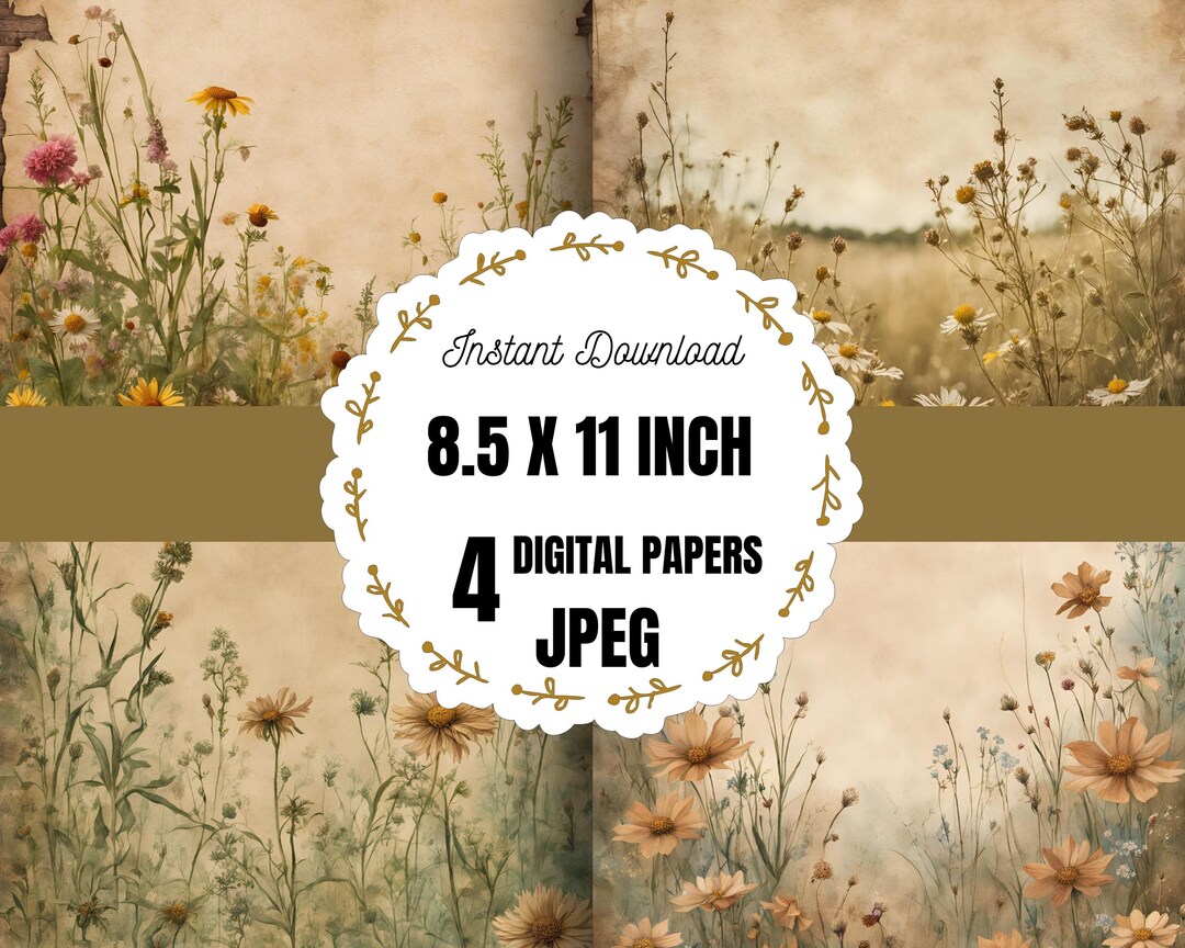 Wildflower Digital Paper, Floral Digital Paper, Printable Floral Paper ...