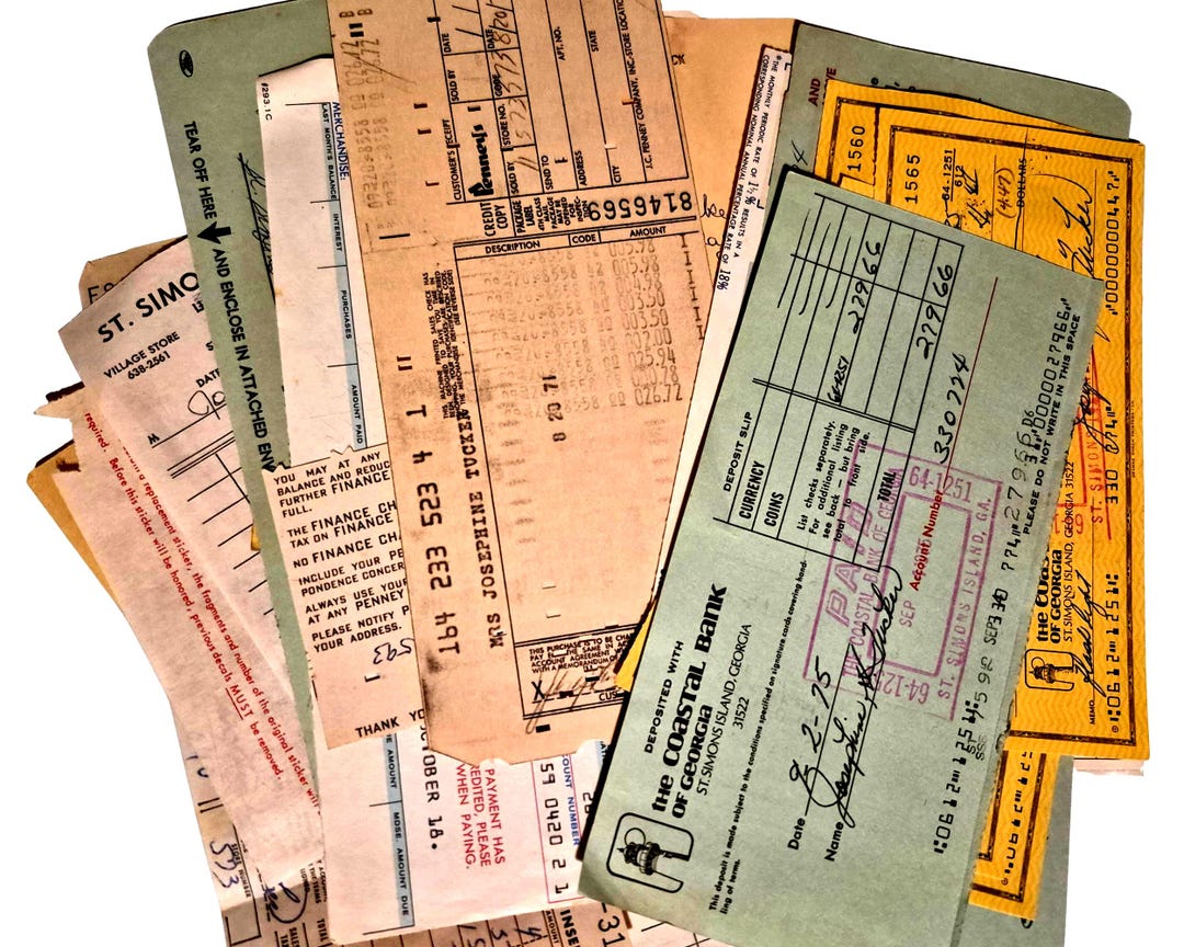 Vintage Receipts Paper Ephemera Old Handwriting 50s-70s Banking - Etsy