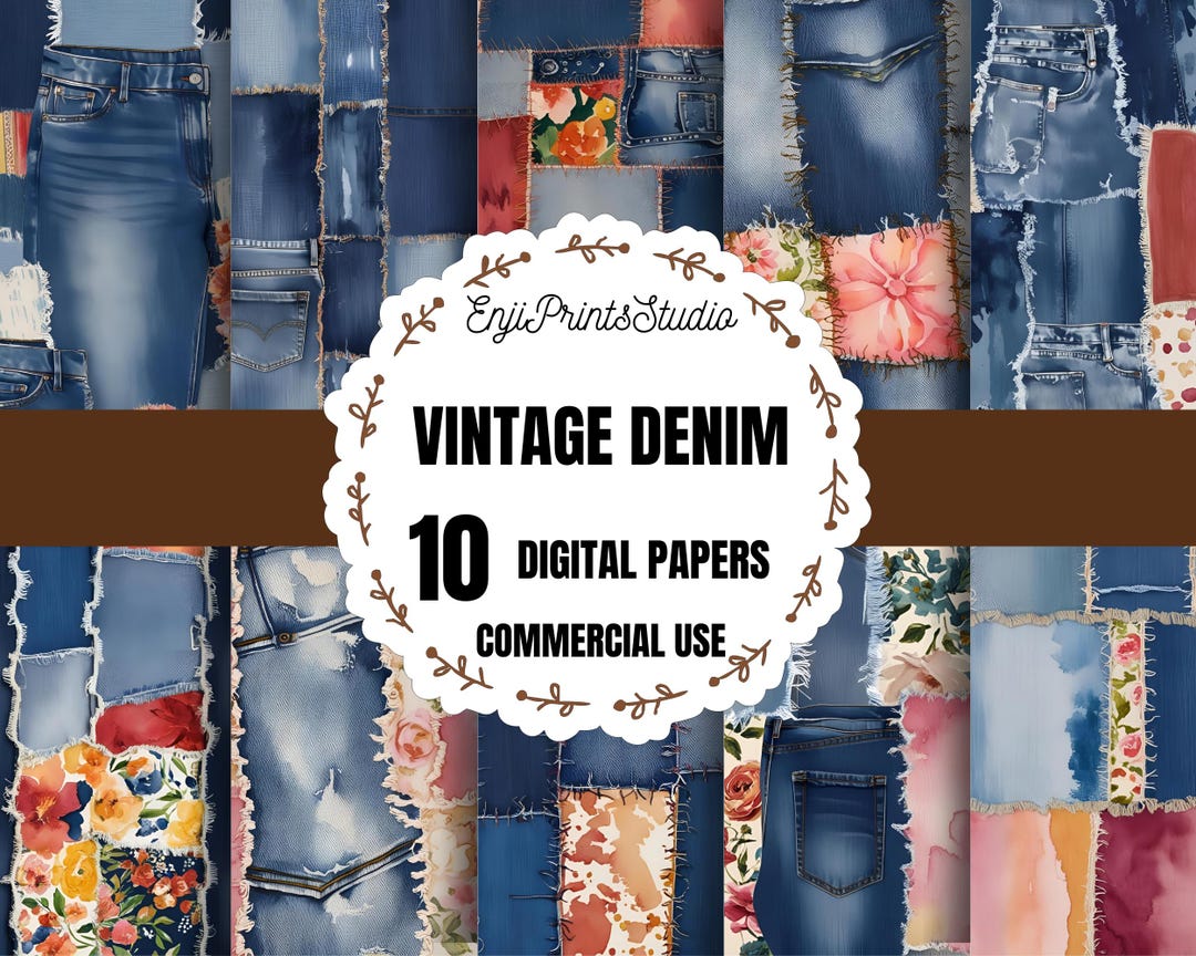 Denim Scrapbook Paper Pack, Blue Jeans Craft Paper, Denim Pattern Paper ...