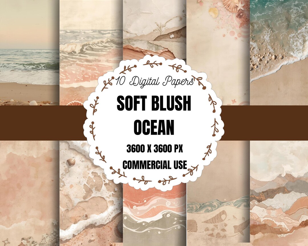 Blush Ocean Digital Paper, Ocean Background Printable, Printable Sea ...