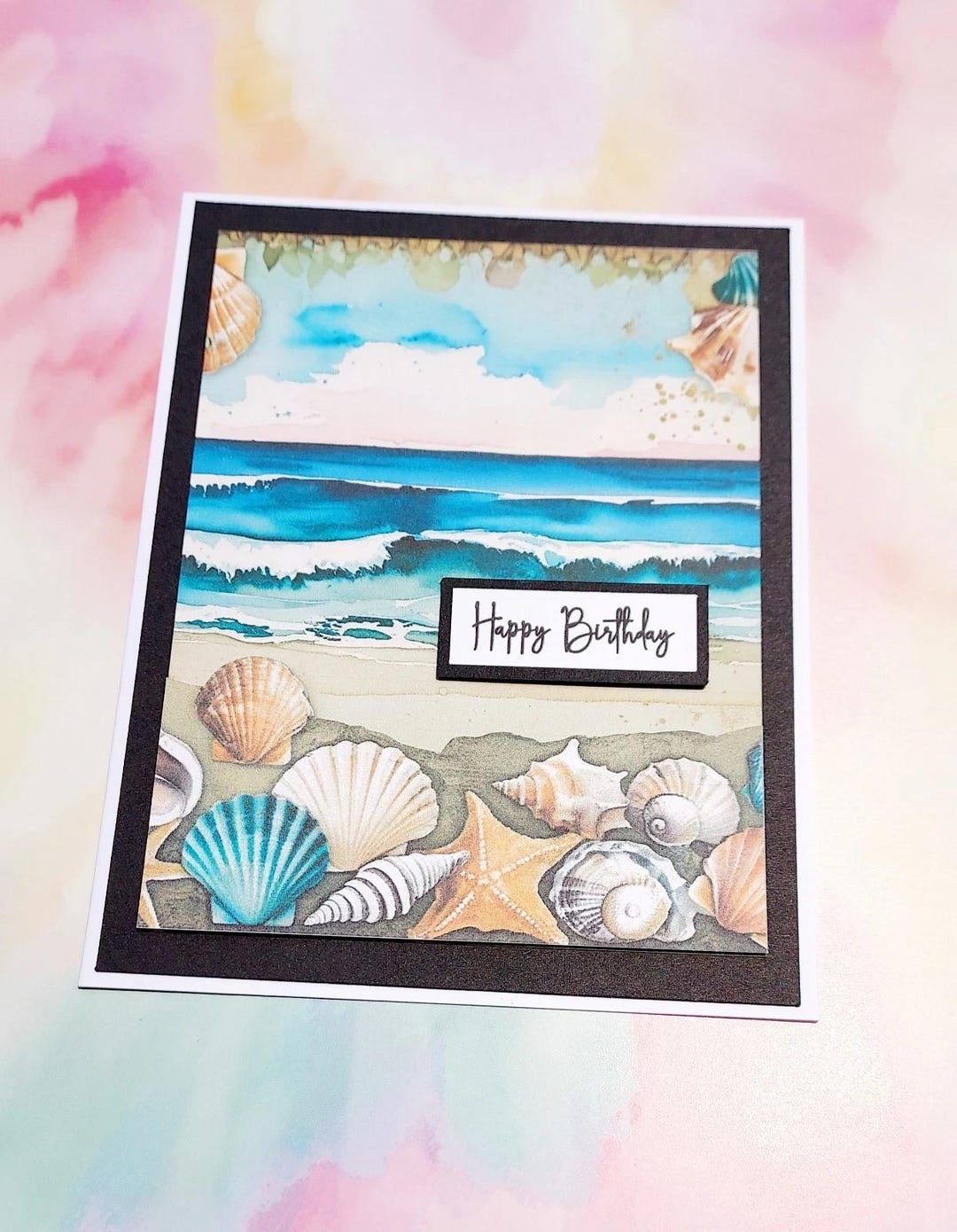 Seashells Birthday Card, Birthday Card With Seashells, Watercolor ...