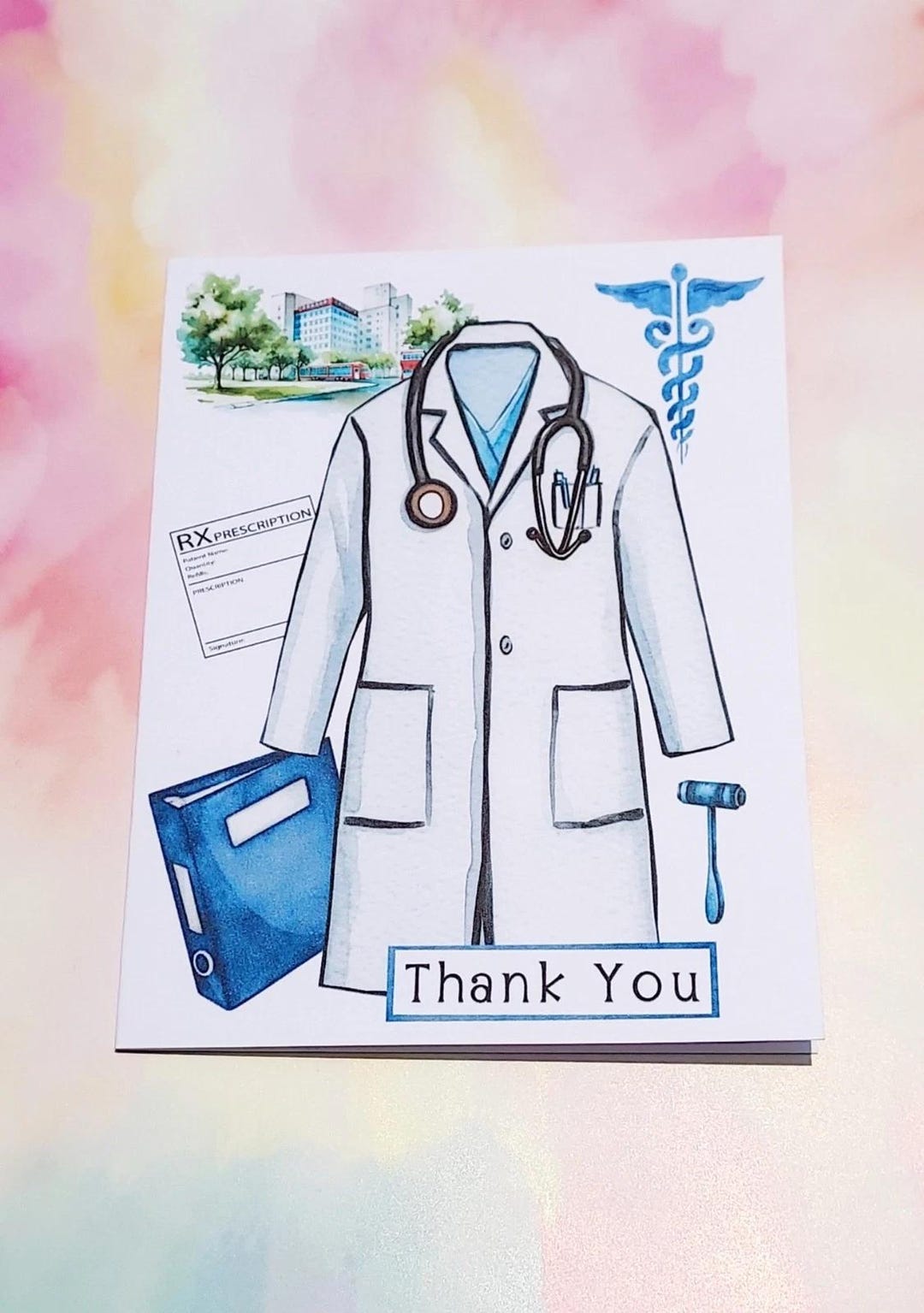 Doctor Thank You Card, Doctor Greeting Card, Mens Doctor Coat, Medical ...