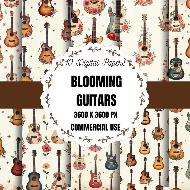 Guitar Art Floral - Etsy UK