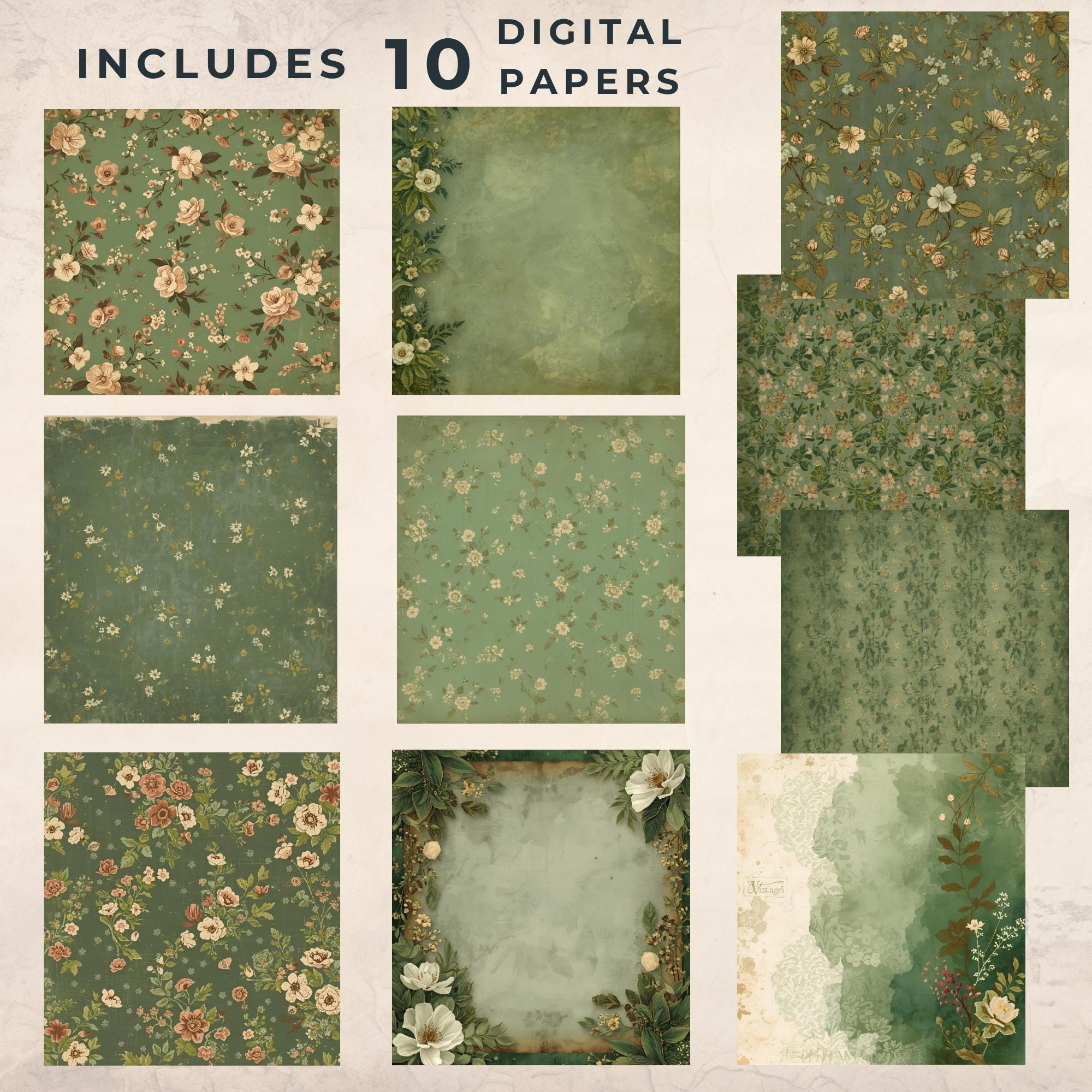 Green Garden Digital Paper, Botanical Garden Backgrounds, Floral ...