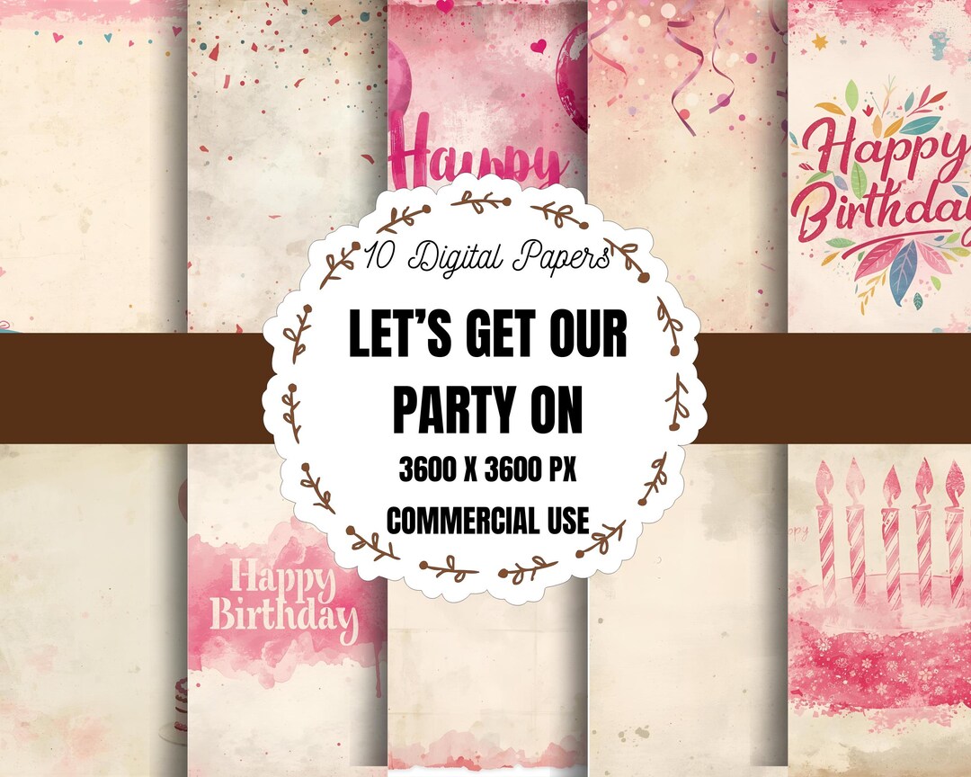Birthday Scrapbook Paper, Printable Birthday Background, Card Making ...