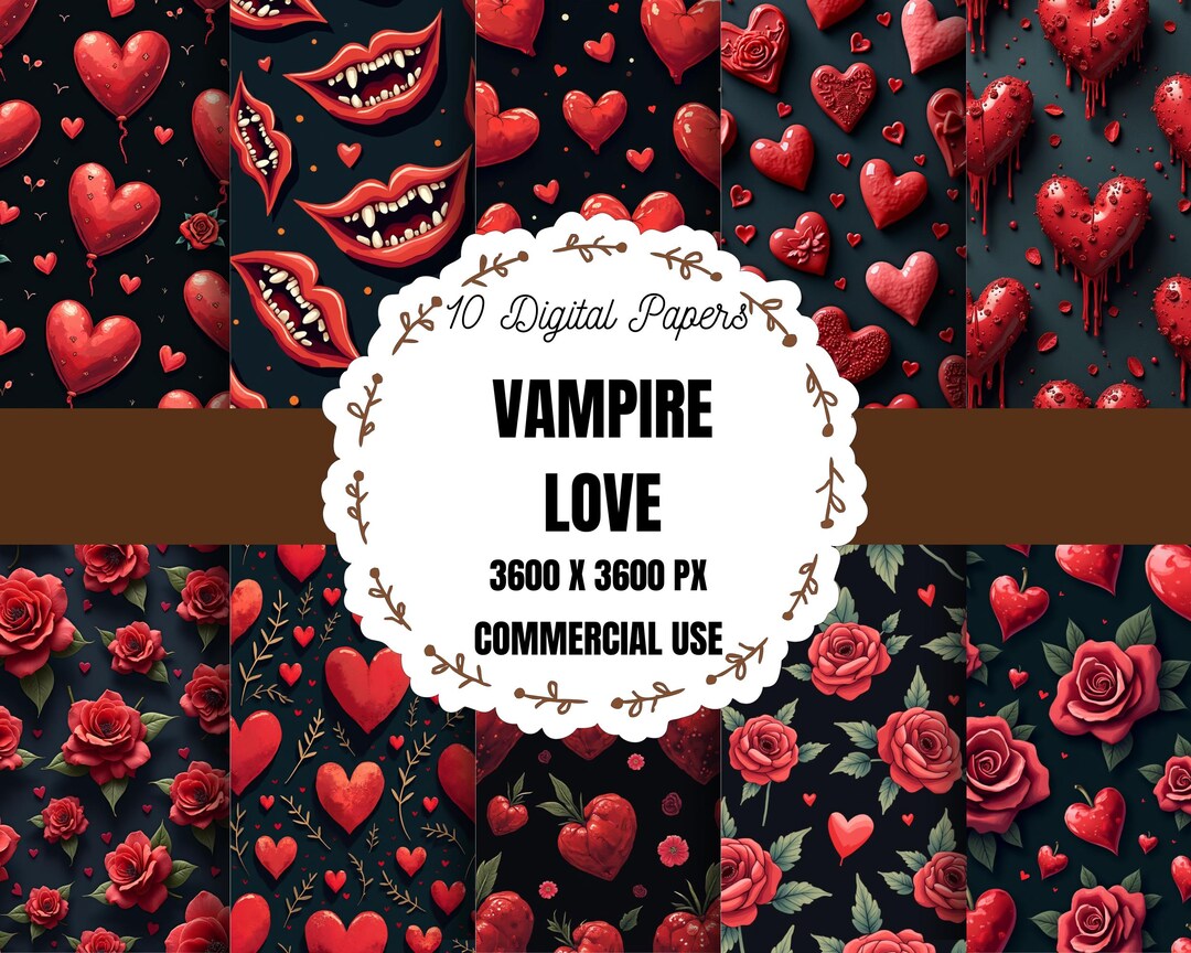 Vampire Love Backgrounds, Gothic Romance Printable Pack, Dark Aesthetic ...