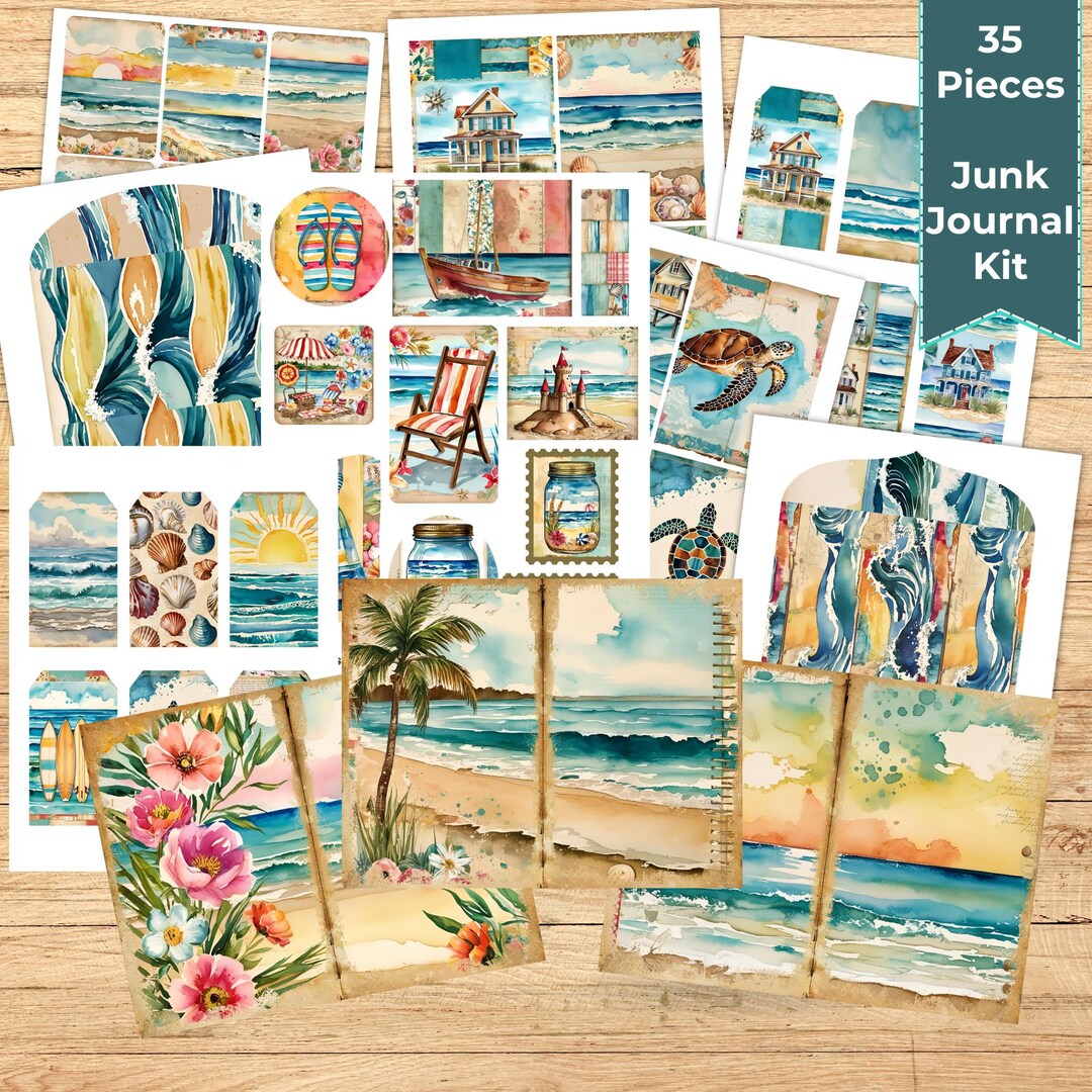 Beach Junk Journal Kit, DIY Beach Journal, Ocean Themed Junk Journal ...