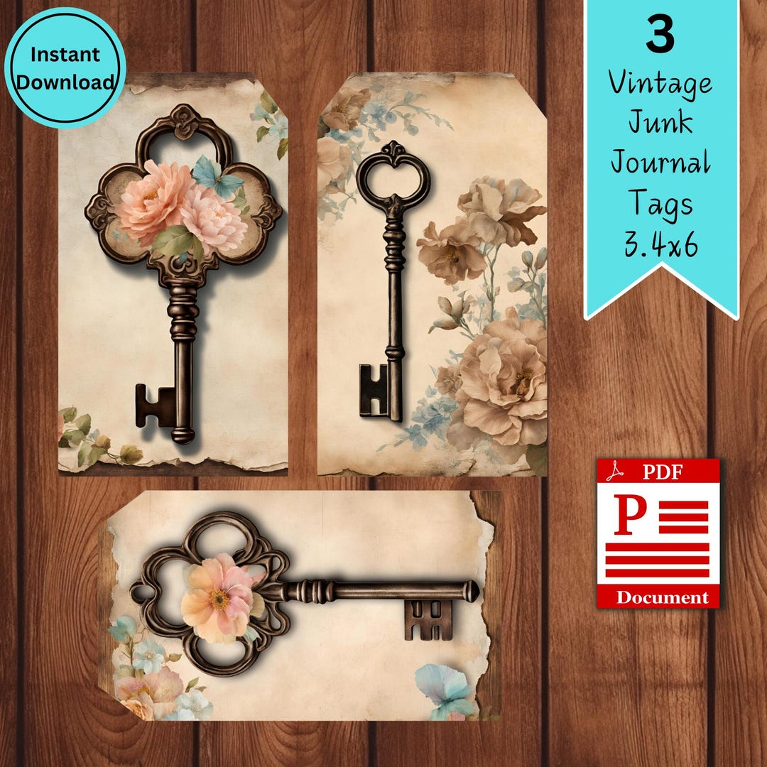 Digital Key Tags, Vintage Key Printable, Printable Key Labels, Retro ...