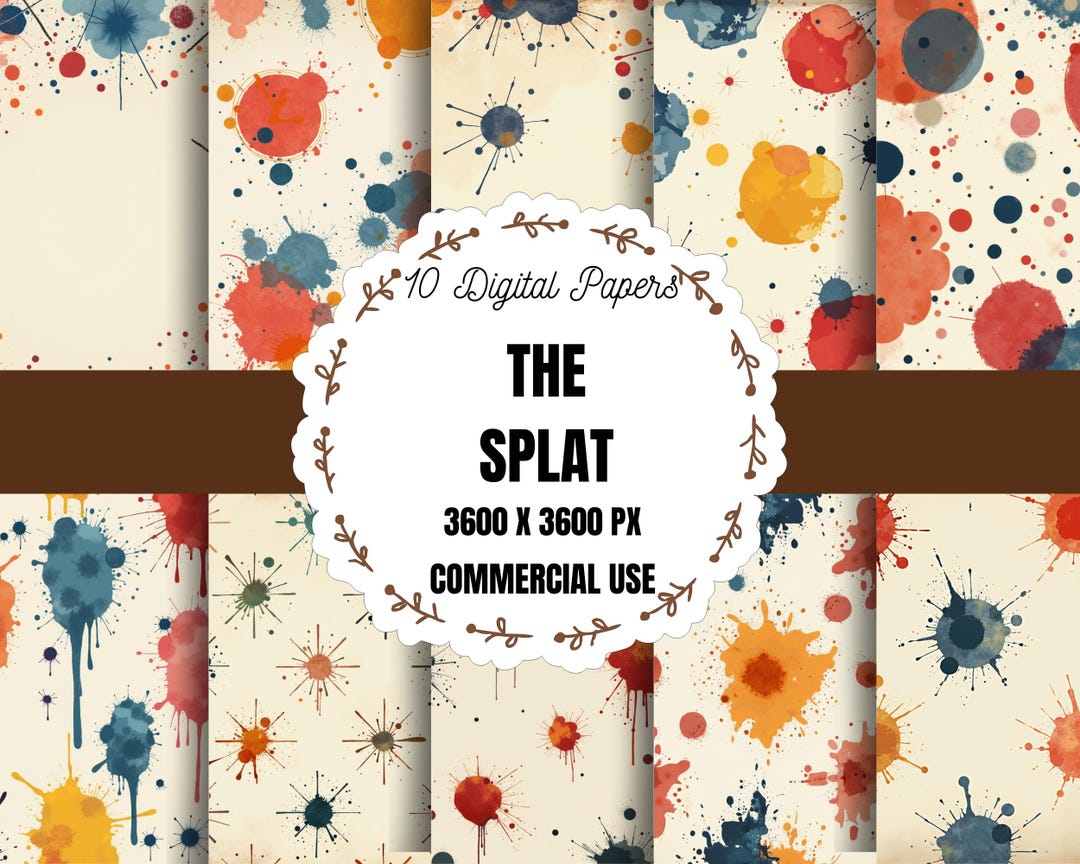 Paint Splatter Digital Paper Pack, Paint Splatter Backgrounds, Abstract ...