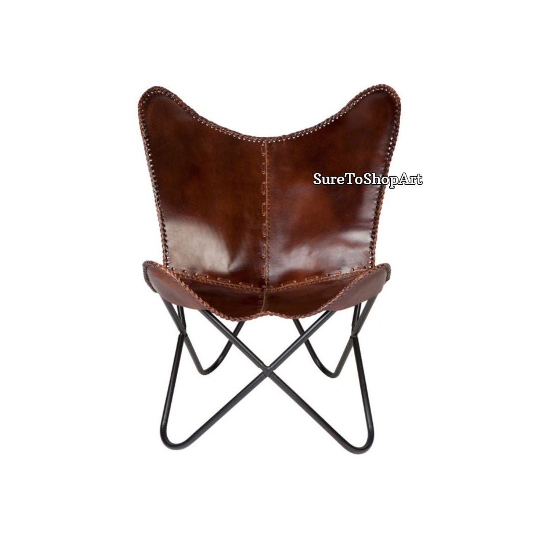 Folding Leather Butterfly Chair, Stylish Decor Chair, Brown - Etsy