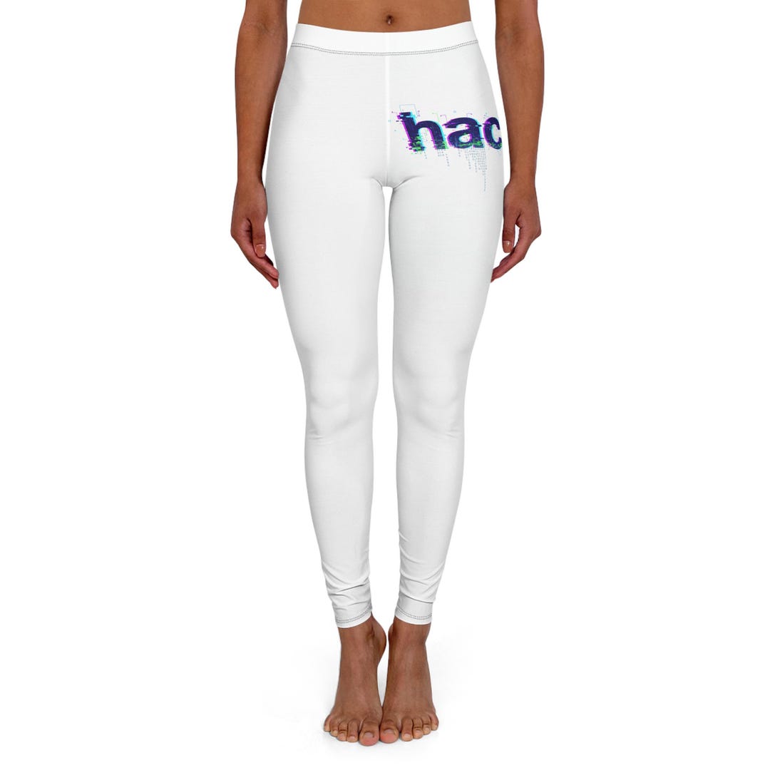 Glitch Text 'hac Me' Leggings | White All-over Print - Etsy