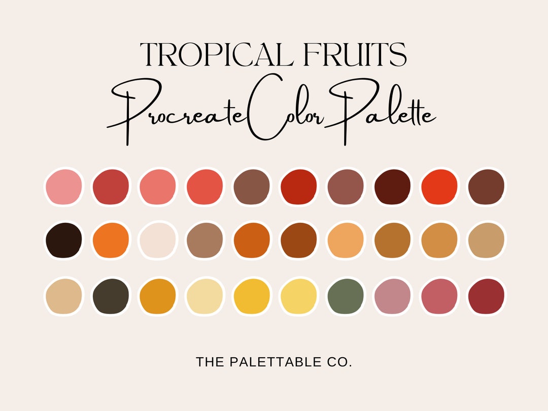 Tropical Fruits Procreate Swatches Color Palette Hex Etsy México