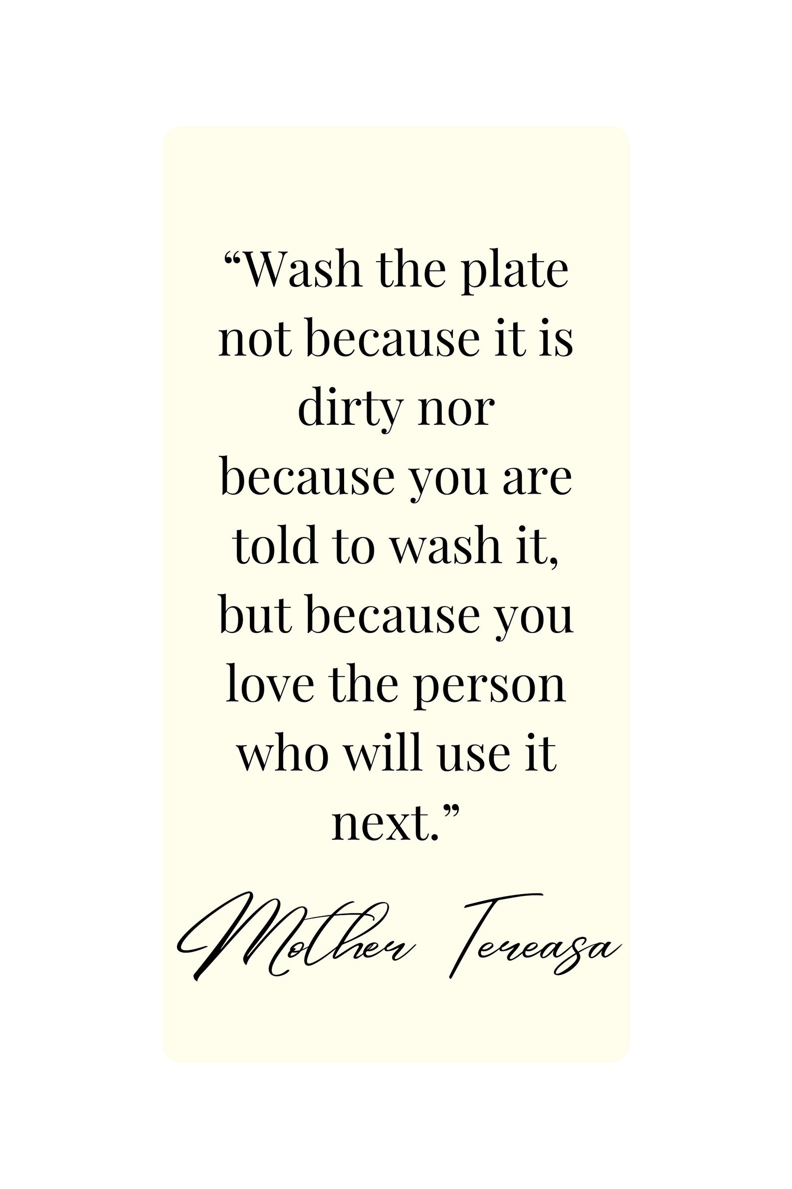 Wash the Plate Quote by Mother Teresa Wall Art Gift for Kitchen - Etsy