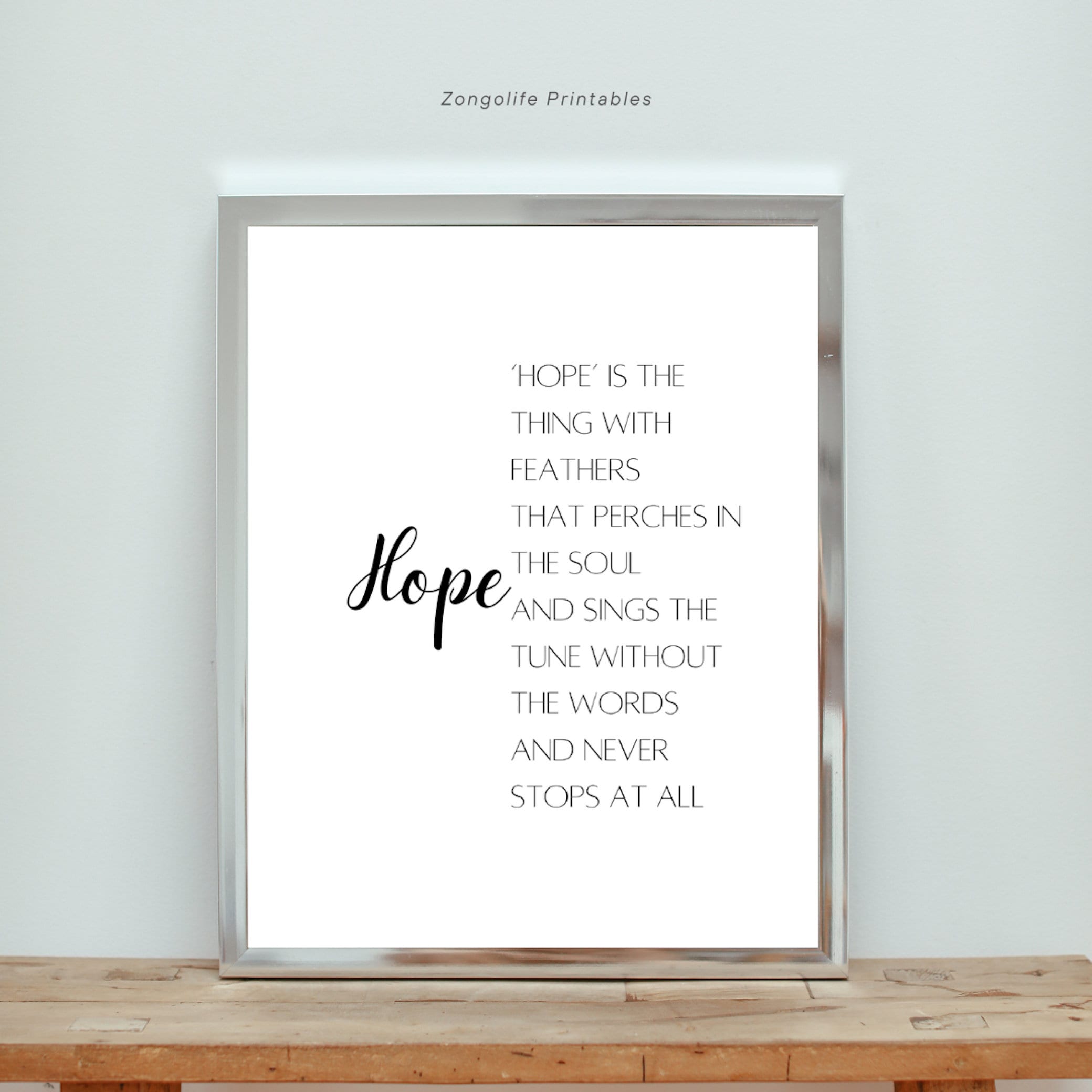 Hope Poem Wall Art Inspirational Motivational Message Download - Etsy