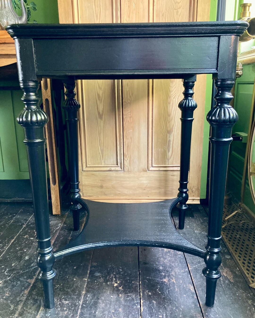 Aesthetic Styled Two-tier Square Table, Black Ebonised Wood, in ...
