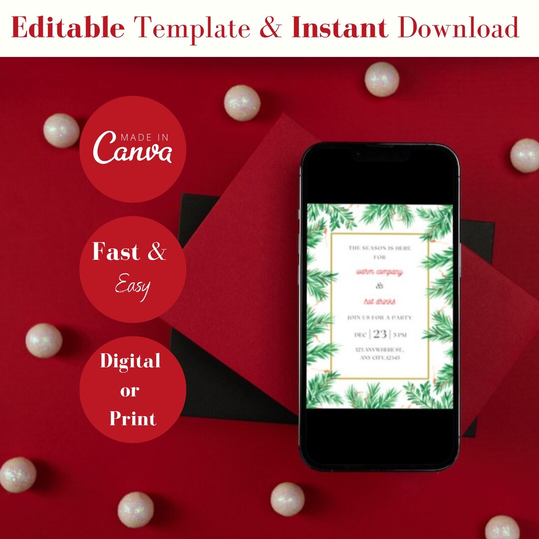 Christmas Invitation | Party Invitation | Digital File | Christmas ...