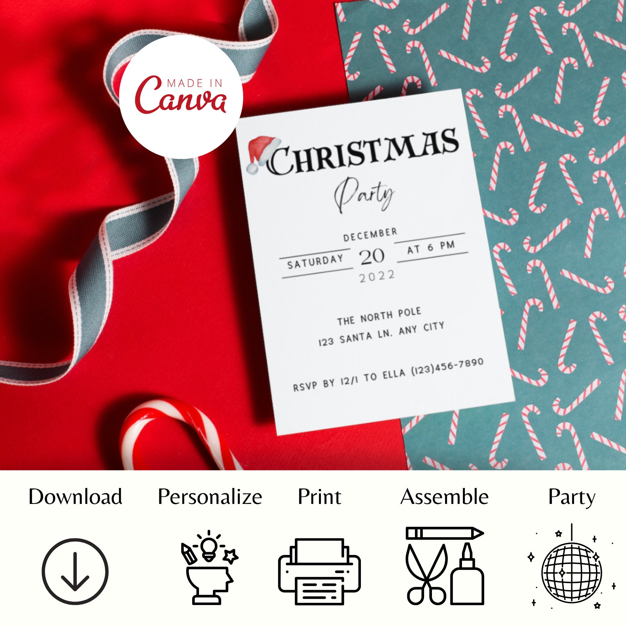 Editable Christmas Party Invitation Christmas Invitation Christmas ...