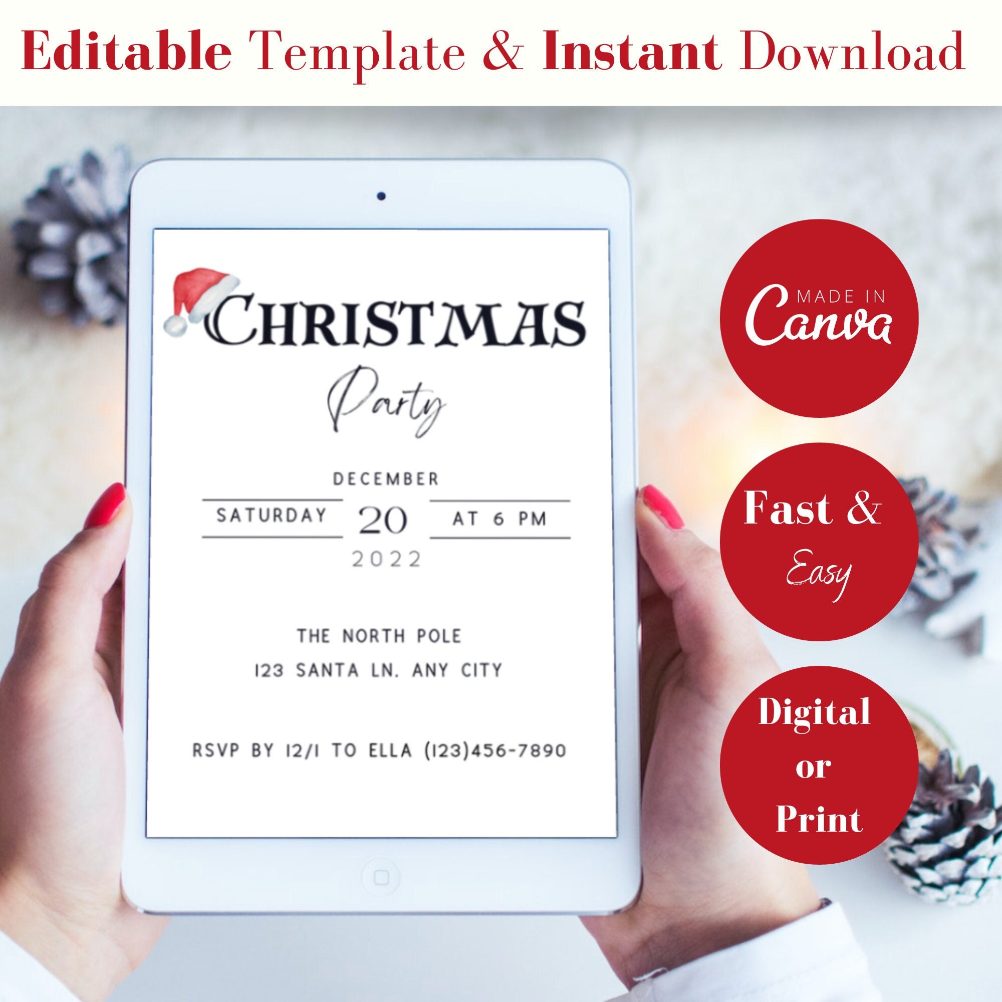 Editable Christmas Party Invitation Christmas Invitation Christmas ...