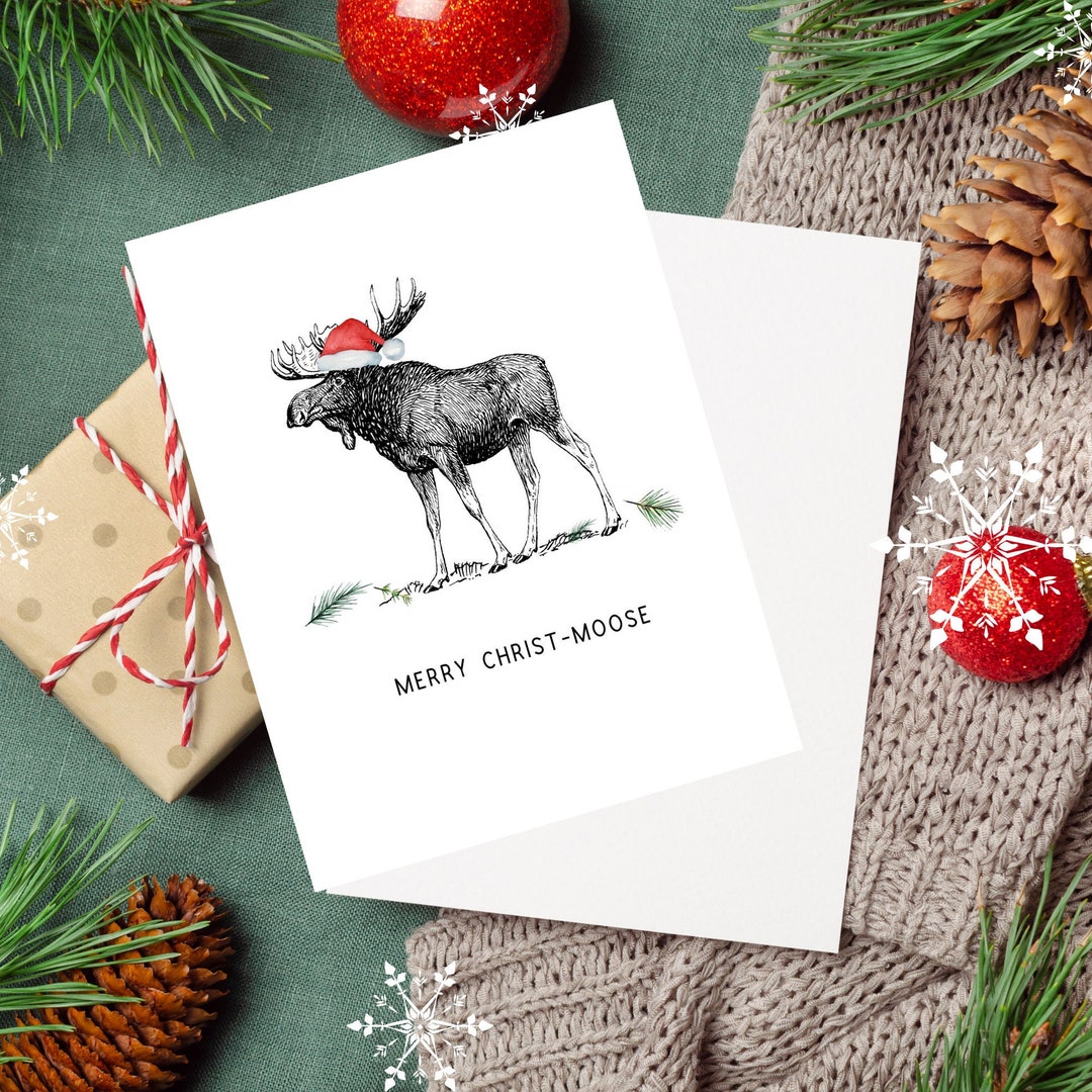 Christmas Moose Funny Christmas Cards Christmas Greeting Card Funny Pun ...