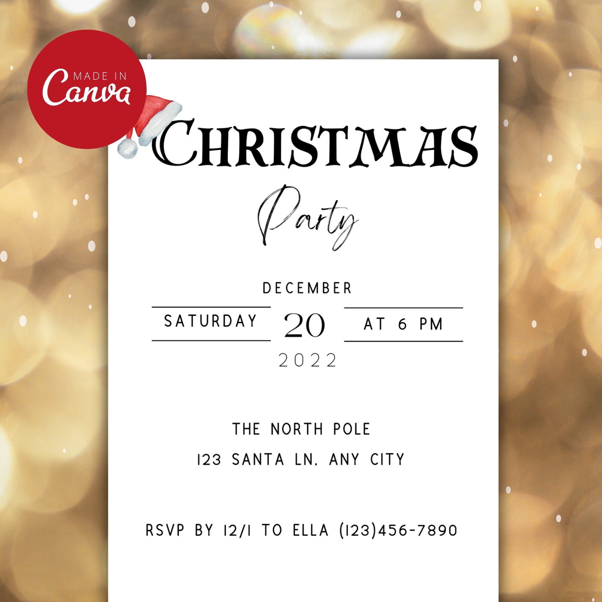 Editable Christmas Party Invitation Christmas Invitation Christmas ...