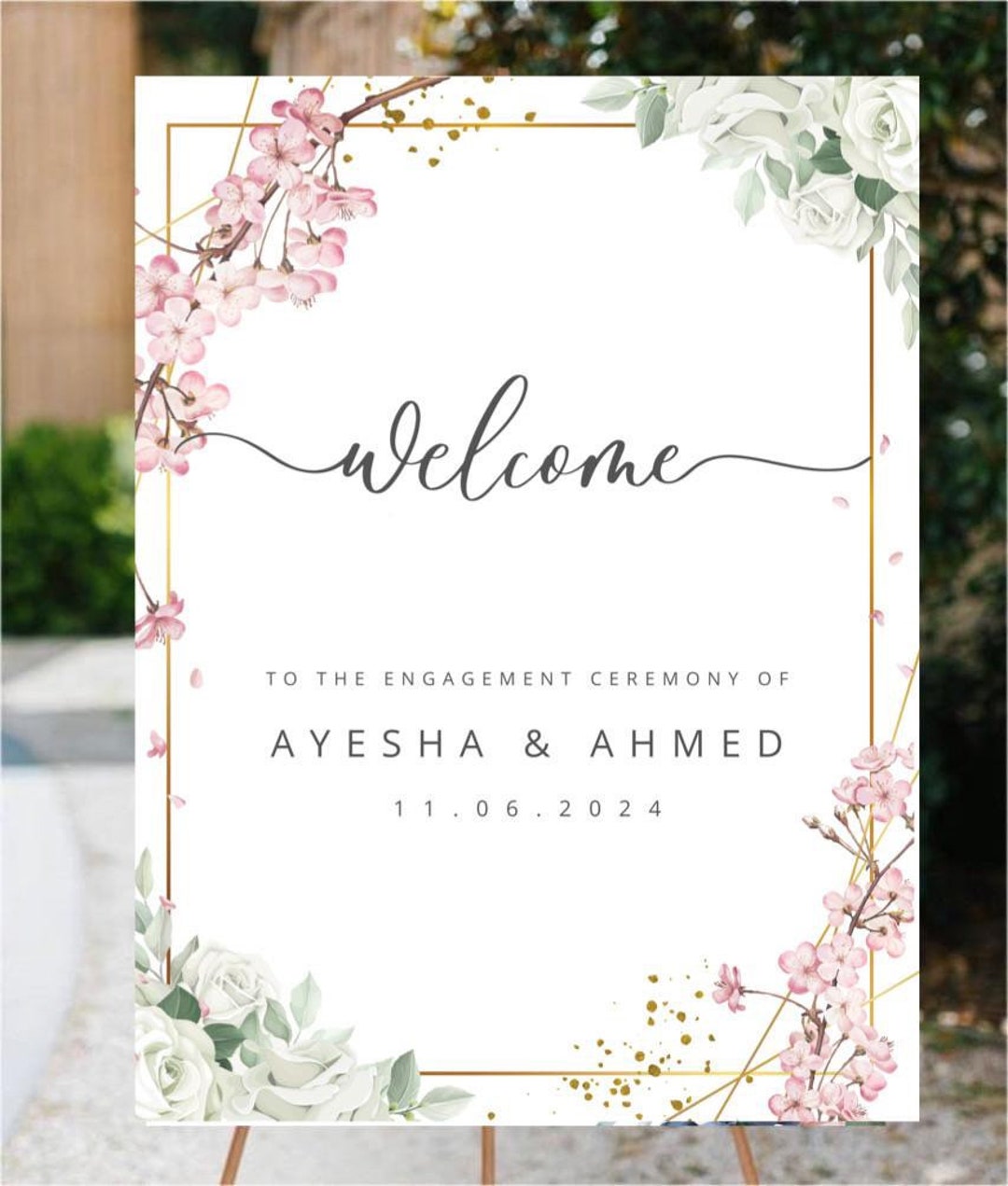 Printable Floral Engagement Welcome Sign - Modern and Minimalist ...