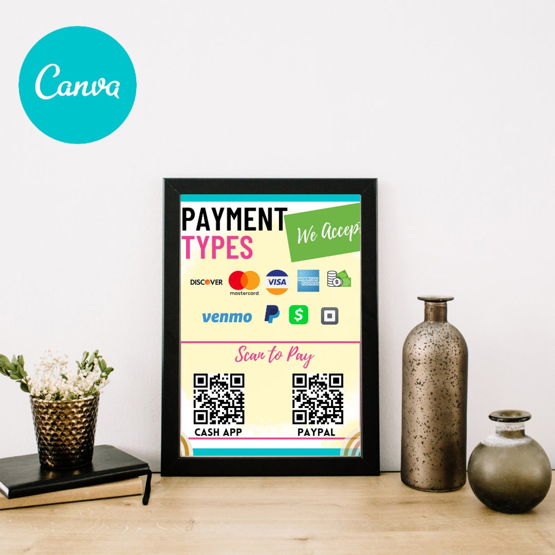 Printable Scan to Pay Sign Template Scan to Pay QR Code - Etsy