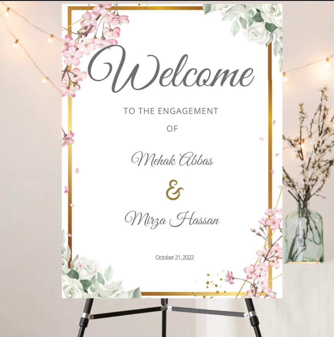 Editable Engagement Welcome Sign - Engagement Party Decoration - Create ...