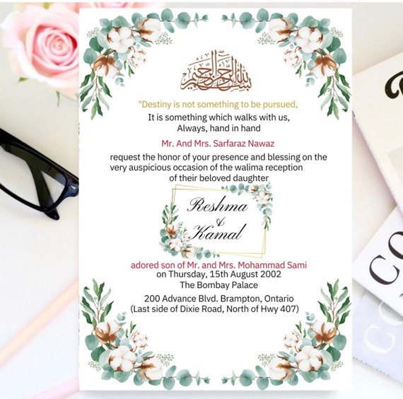 Walima Quotes Wedding And Walima Ceremony Card. High Quality Digital