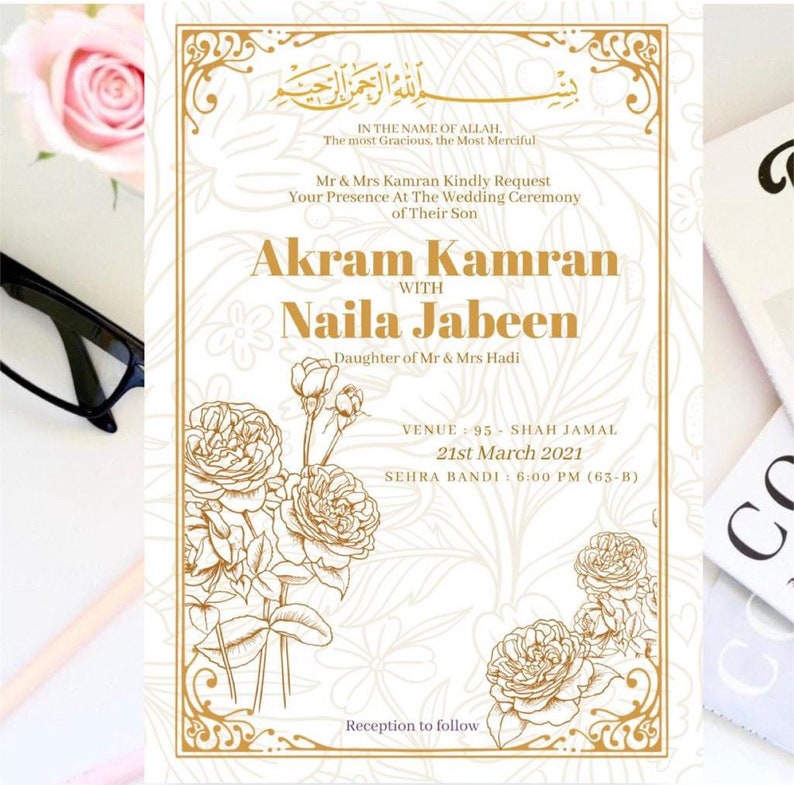 Muslim Wedding Invitation | Islamic Wedding Invitation | Editable ...