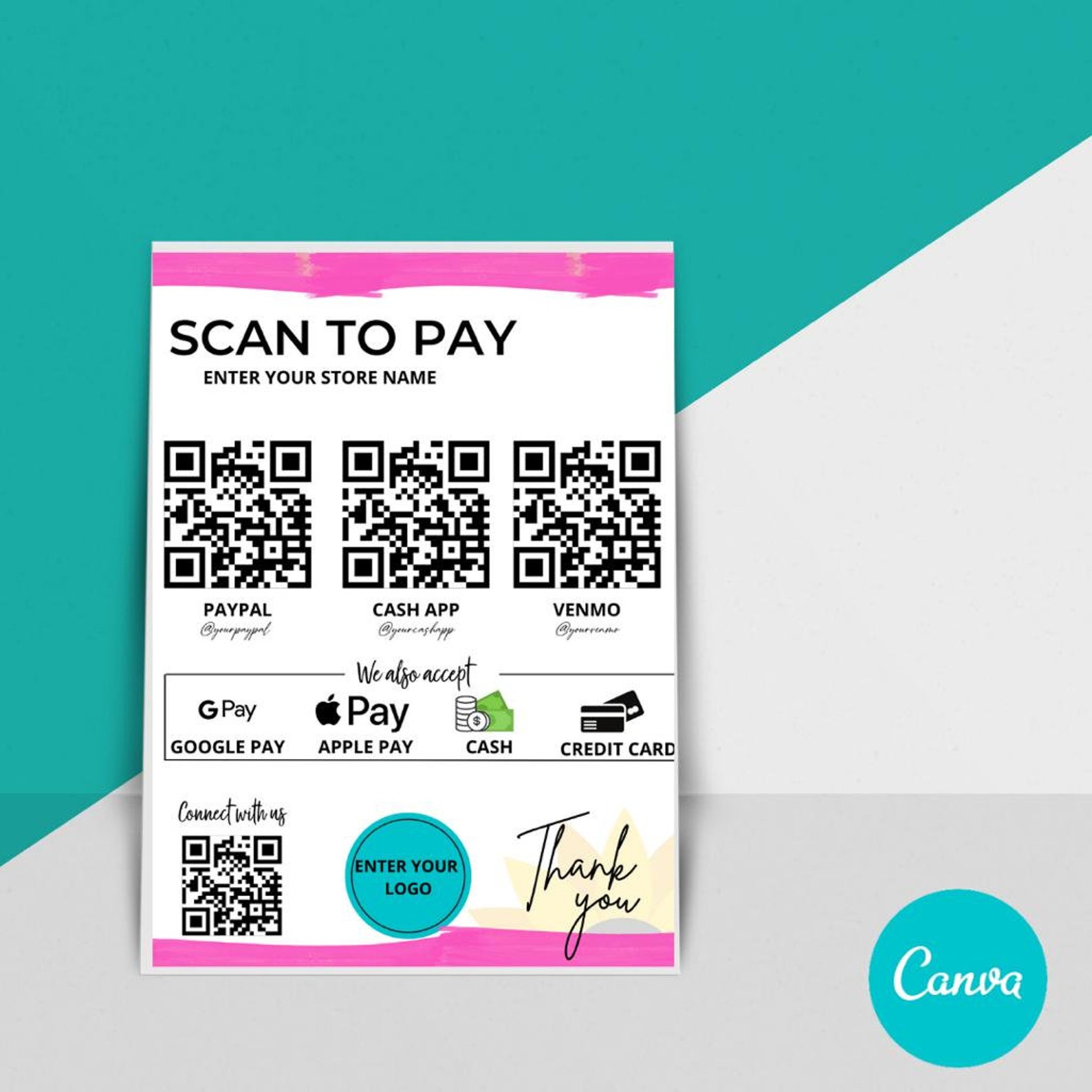 Printable Scan to Pay Sign Template Effortlessly Accept Payments With ...