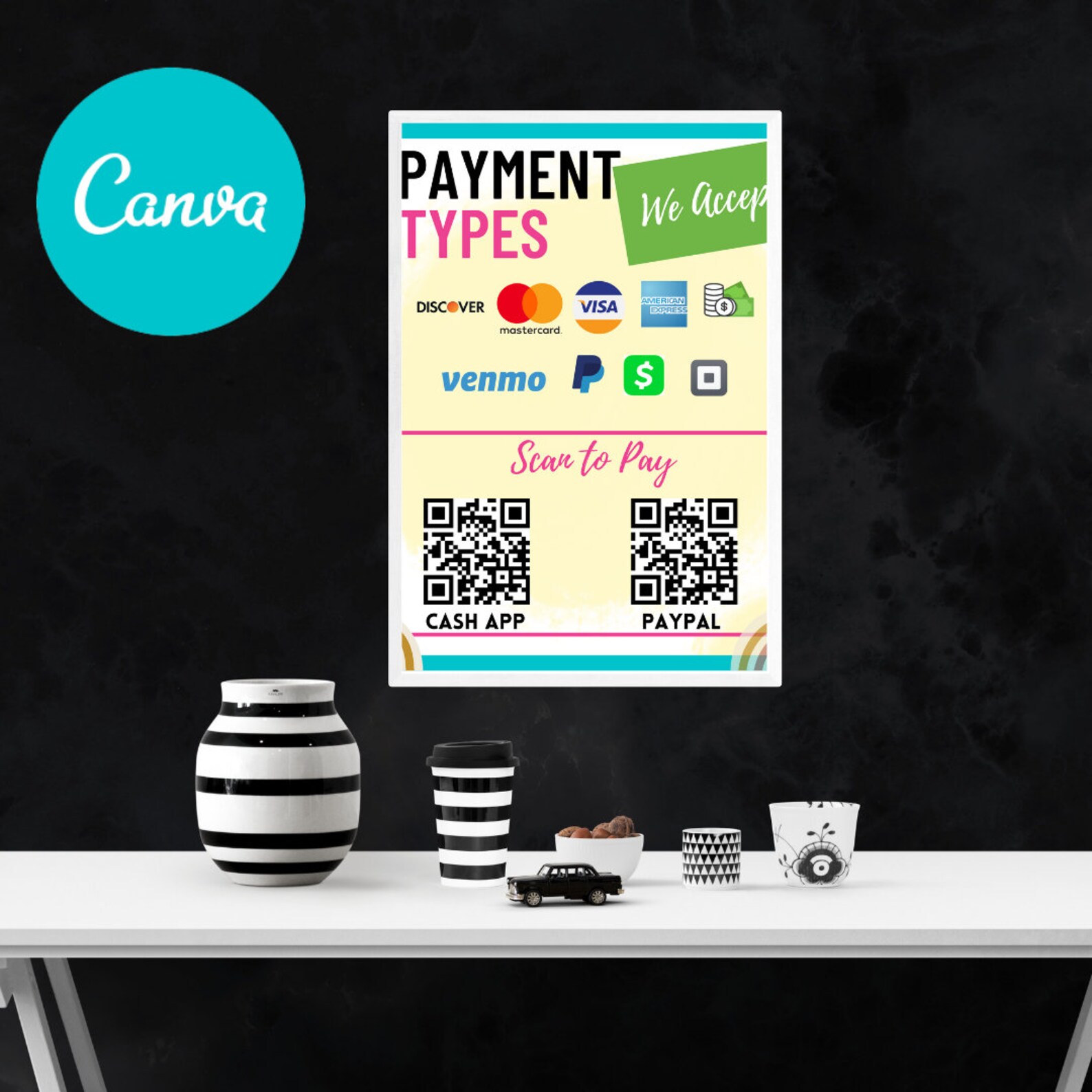 Printable Scan to Pay Sign Template Scan to Pay QR Code - Etsy