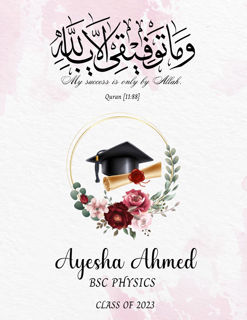 Editable Personalized Islamic Graduation Gift - Customizable Aalimah ...