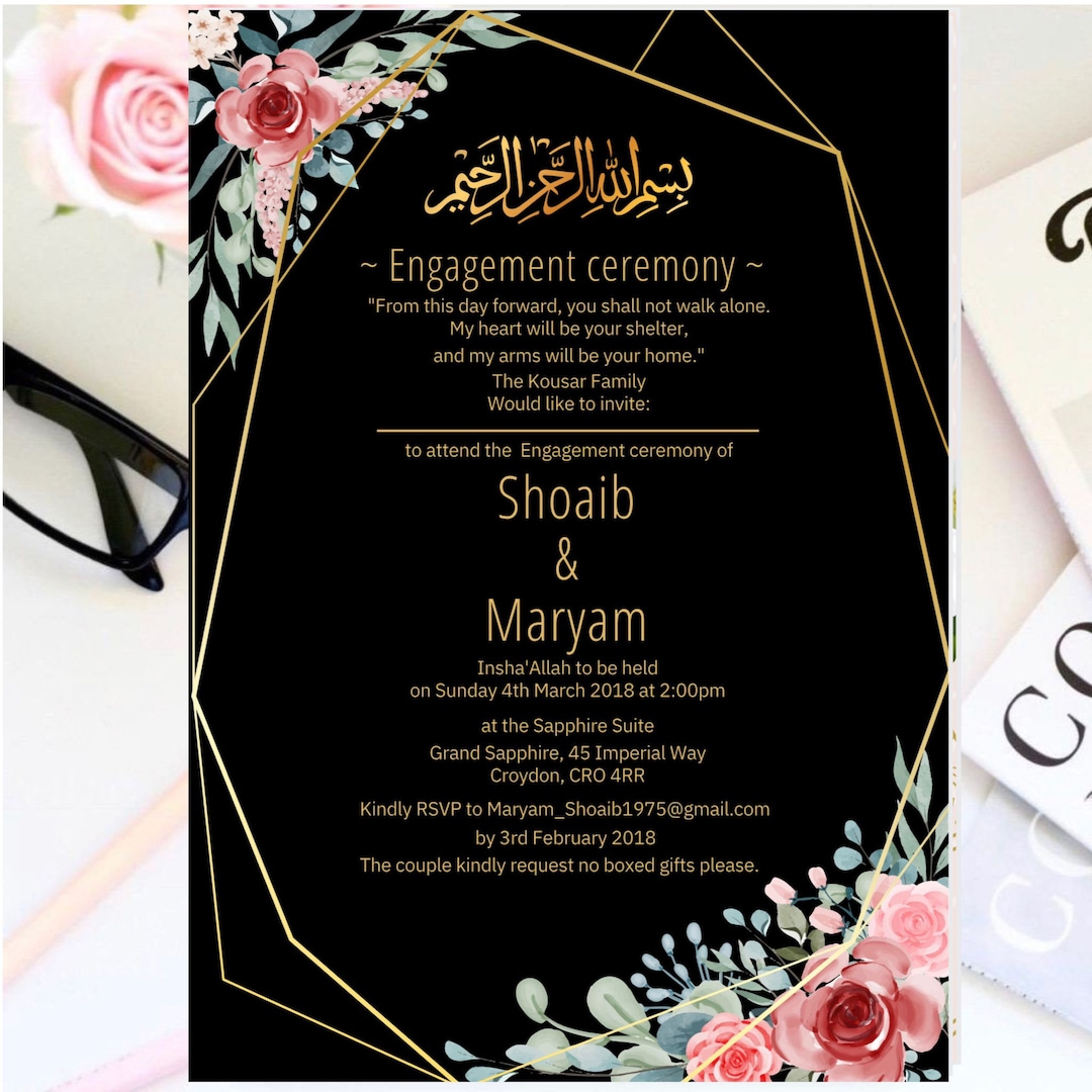 Muslim Engagement Invitation Islamic Engagement Invite Pakistani ...