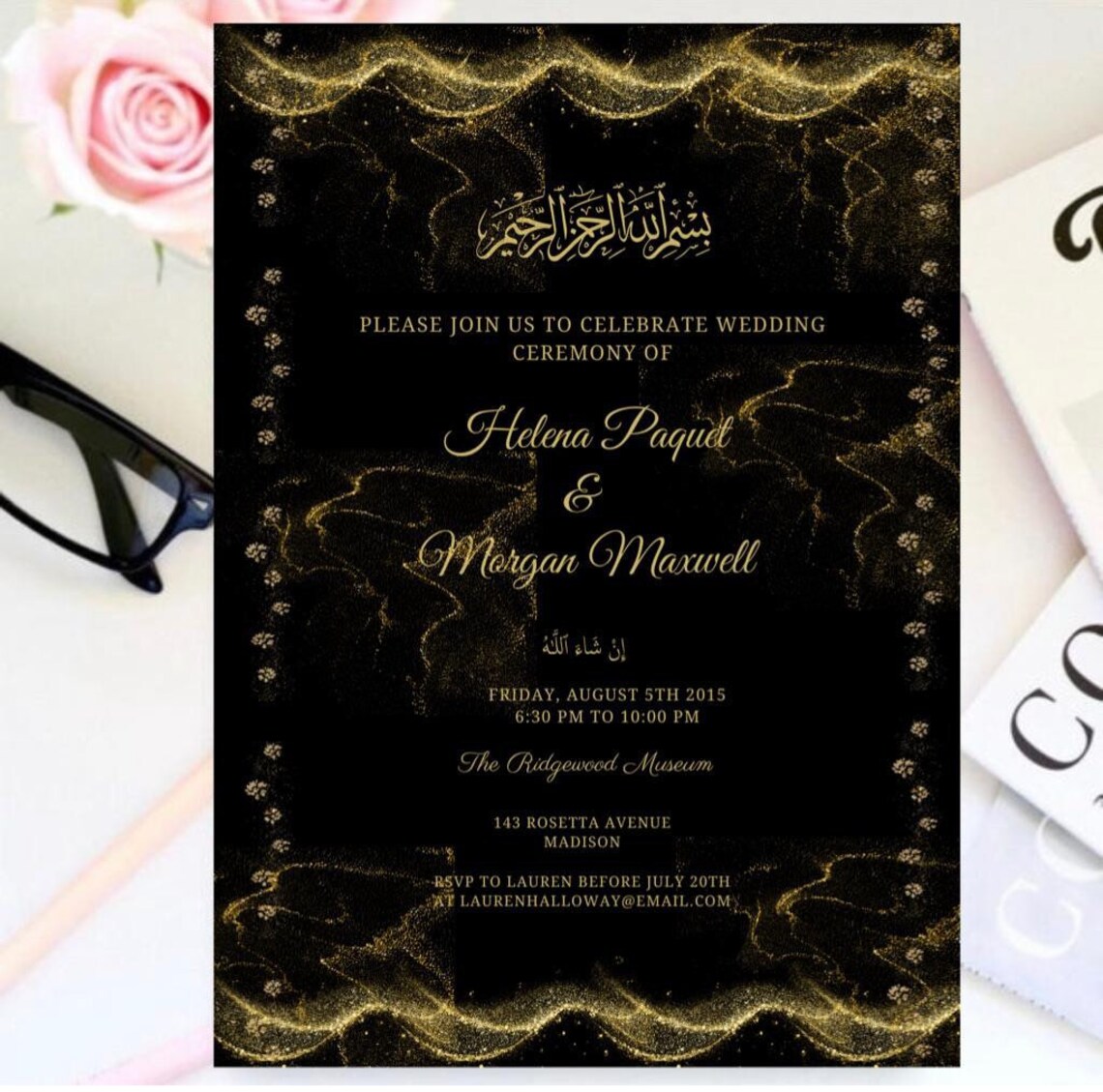 Nikkah Invitation Muslim Wedding Invitation Valima Invitation Islamic ...