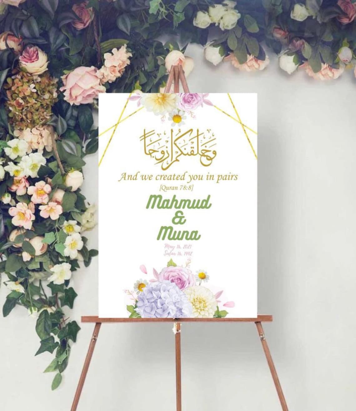 Editable Islamic Wedding Welcome Sign Template for Muslim Nikkah ...