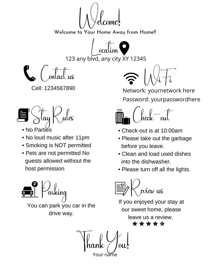 Airbnb Welcome Template - Printable and Mobile-friendly Welcome Sign ...