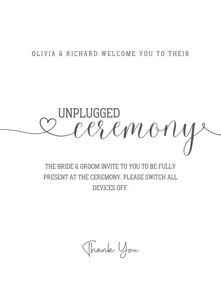 Printable Unplugged Ceremony Sign - Minimalist Design for an Unplugged ...